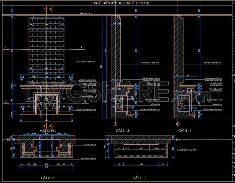 394. Free download of detailed CAD drawings of a fireplace for ...