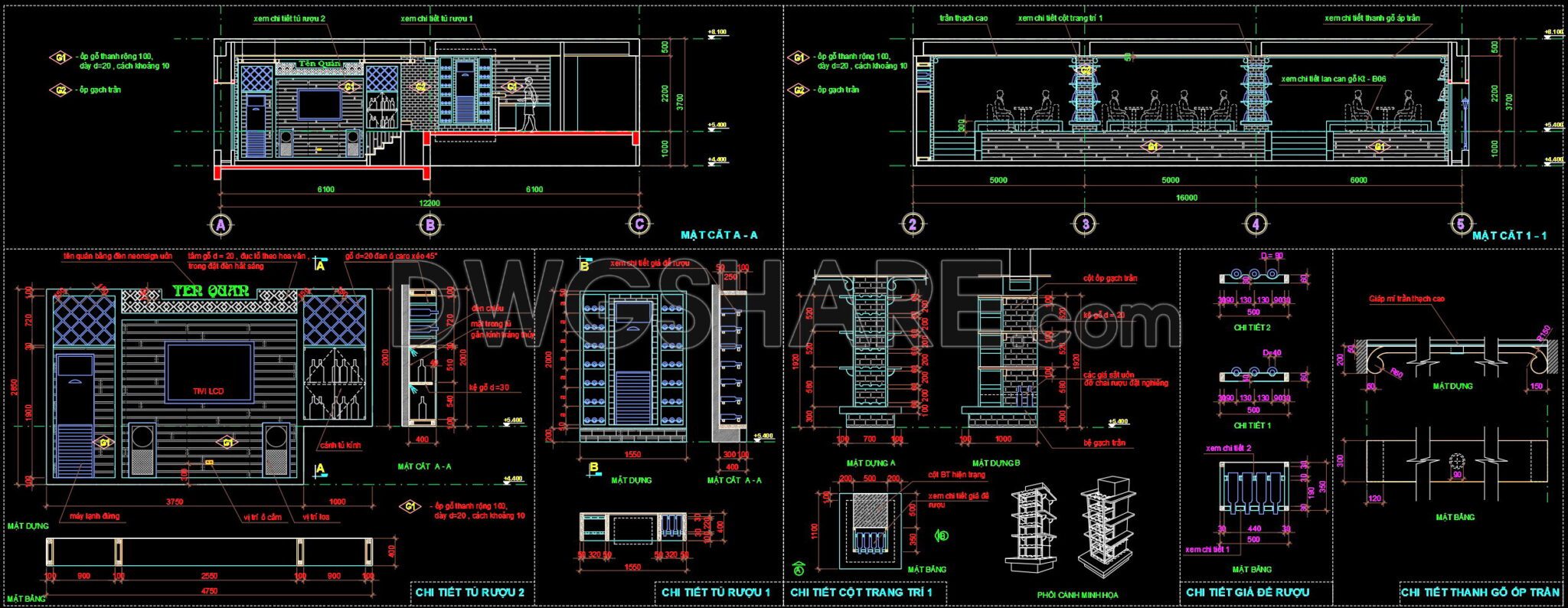 51. Free Download of Bar Counter Design Detail CAD Drawing