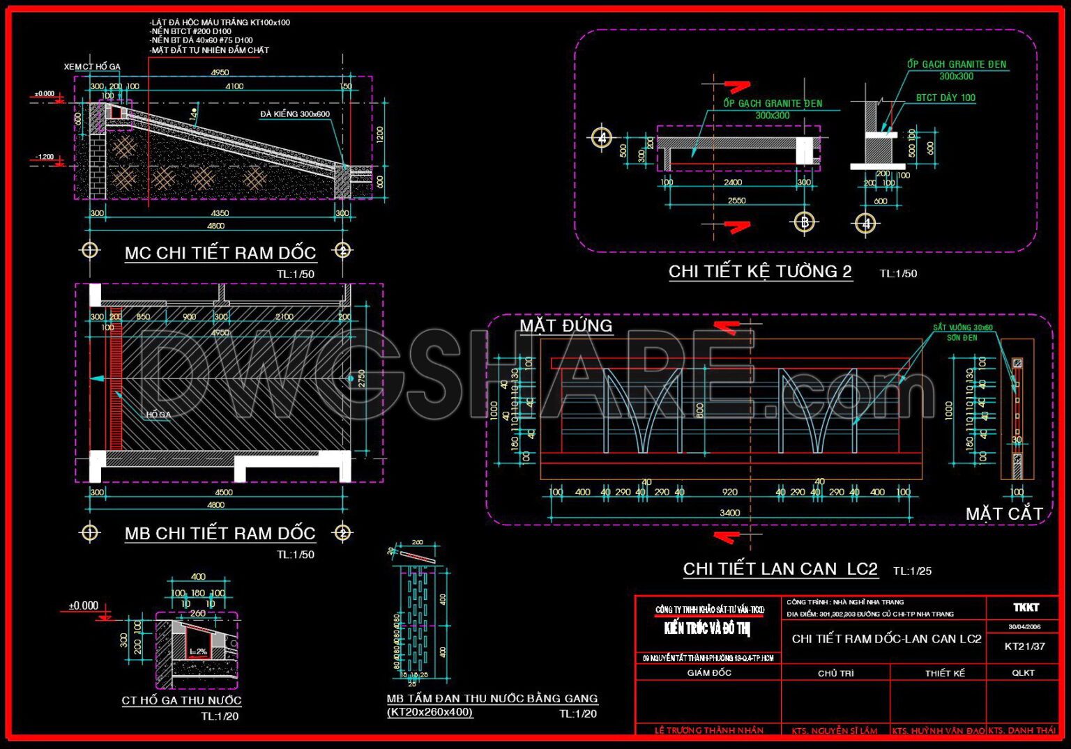 538. Free Download – CAD Detail Drawing of Ramp, Drainage Pit, and ...