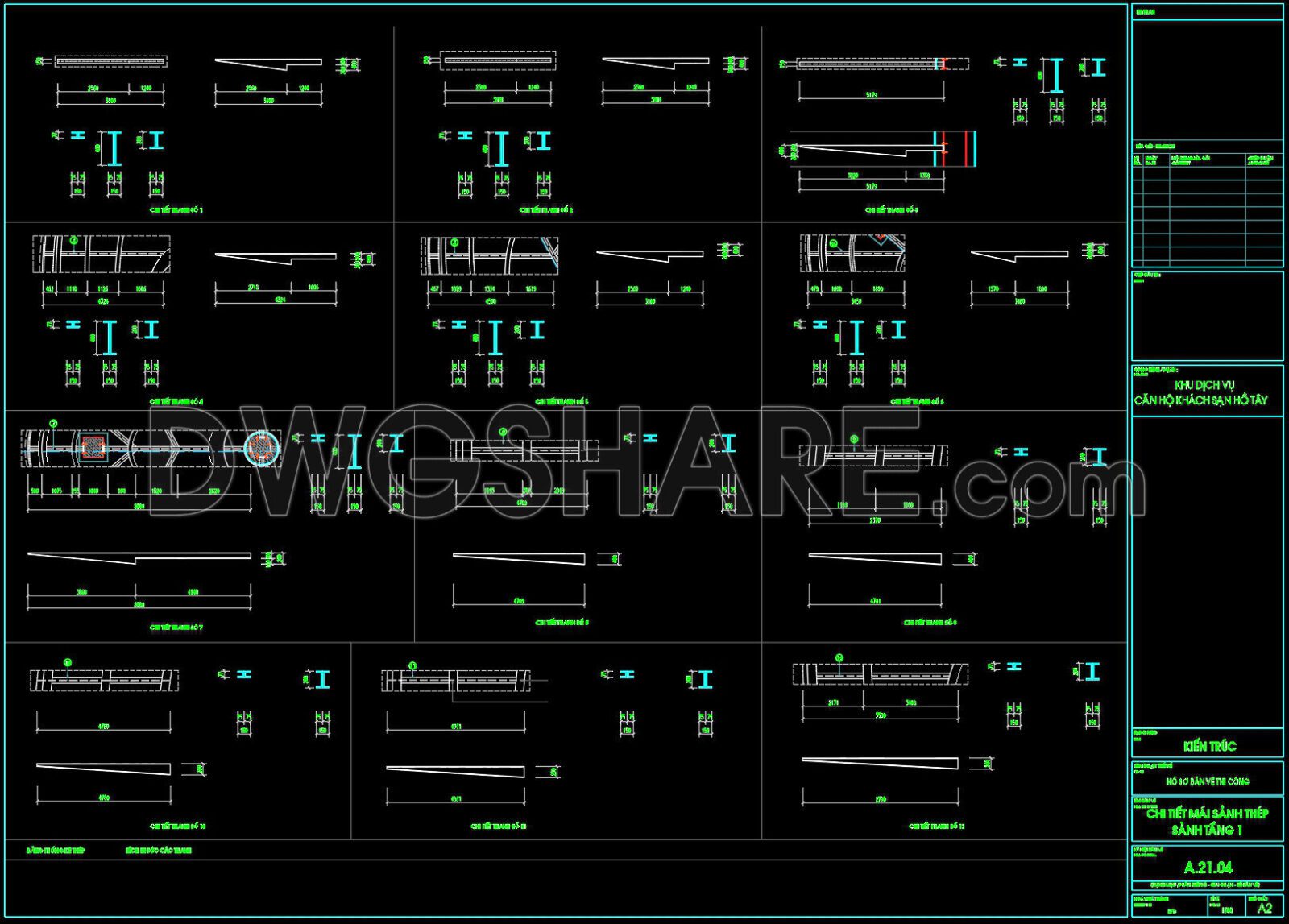 549. Free Detailed CAD Drawing - Steel and Glass Canopy Structure