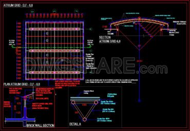 602. Free Download CAD File – Atrium Roof Grid Structure Details
