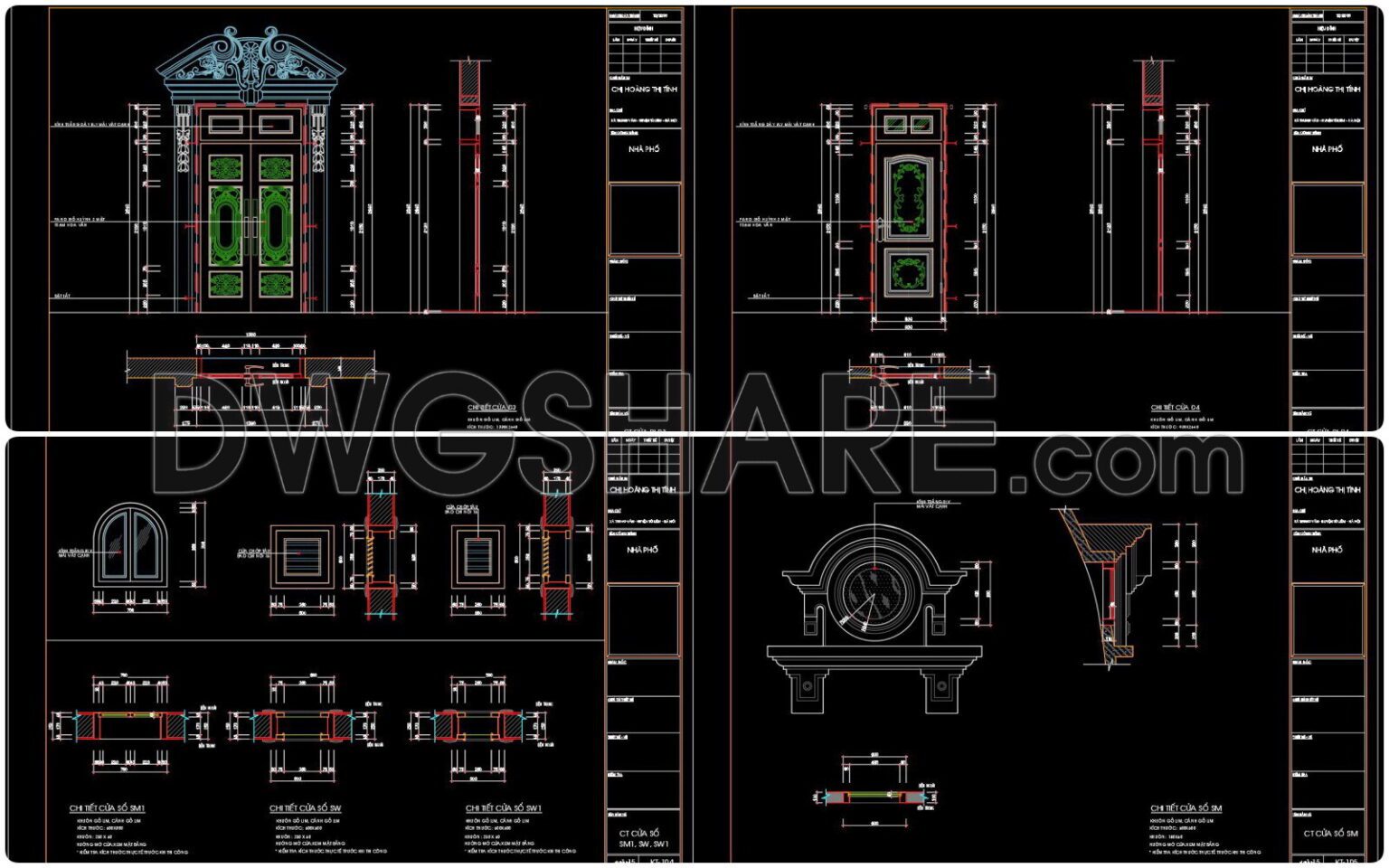 661. Detailed CAD Drawings Of Doors, Windows For Download