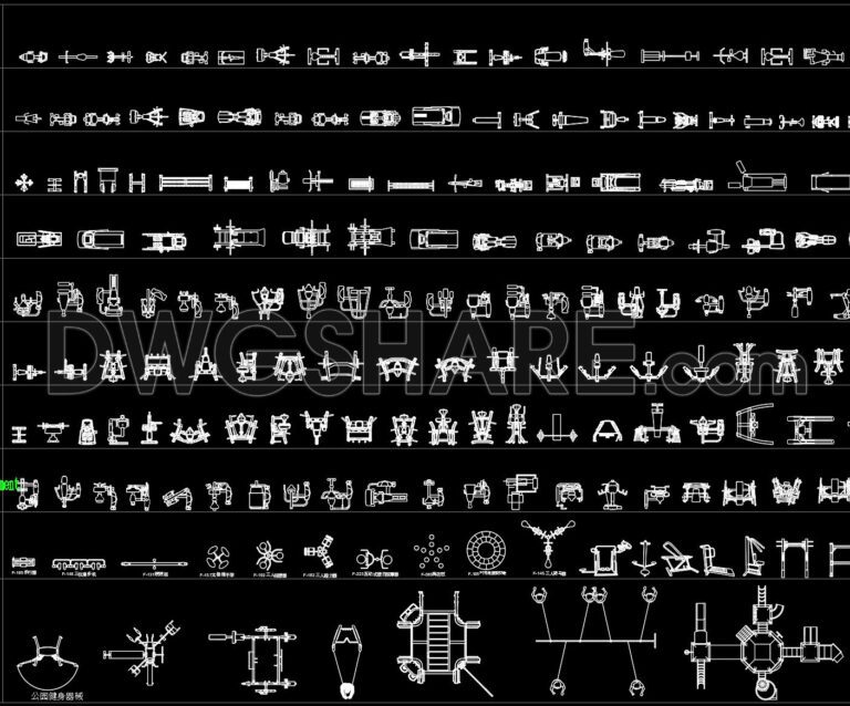 9. Library of CAD blocks for gym and entertainment space displays