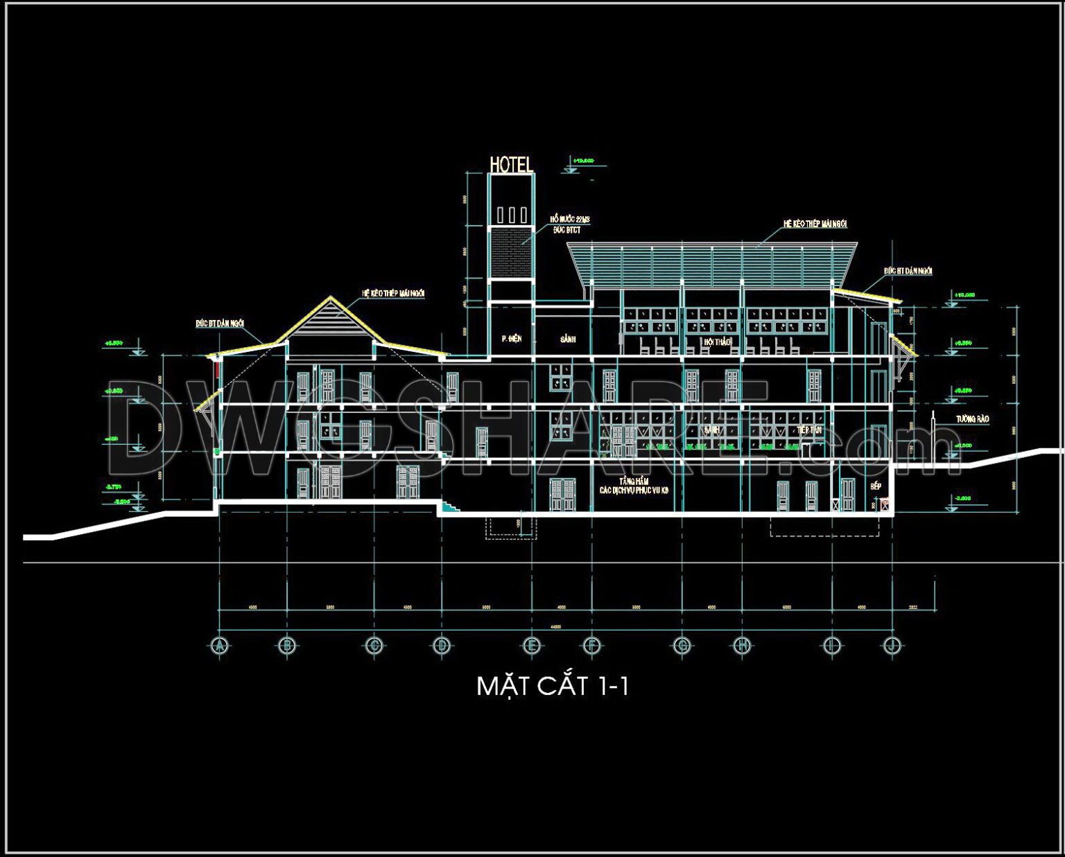 109. Download Free CAD Floor Plan of a 5-Star Hotel with a 1500m2 Area