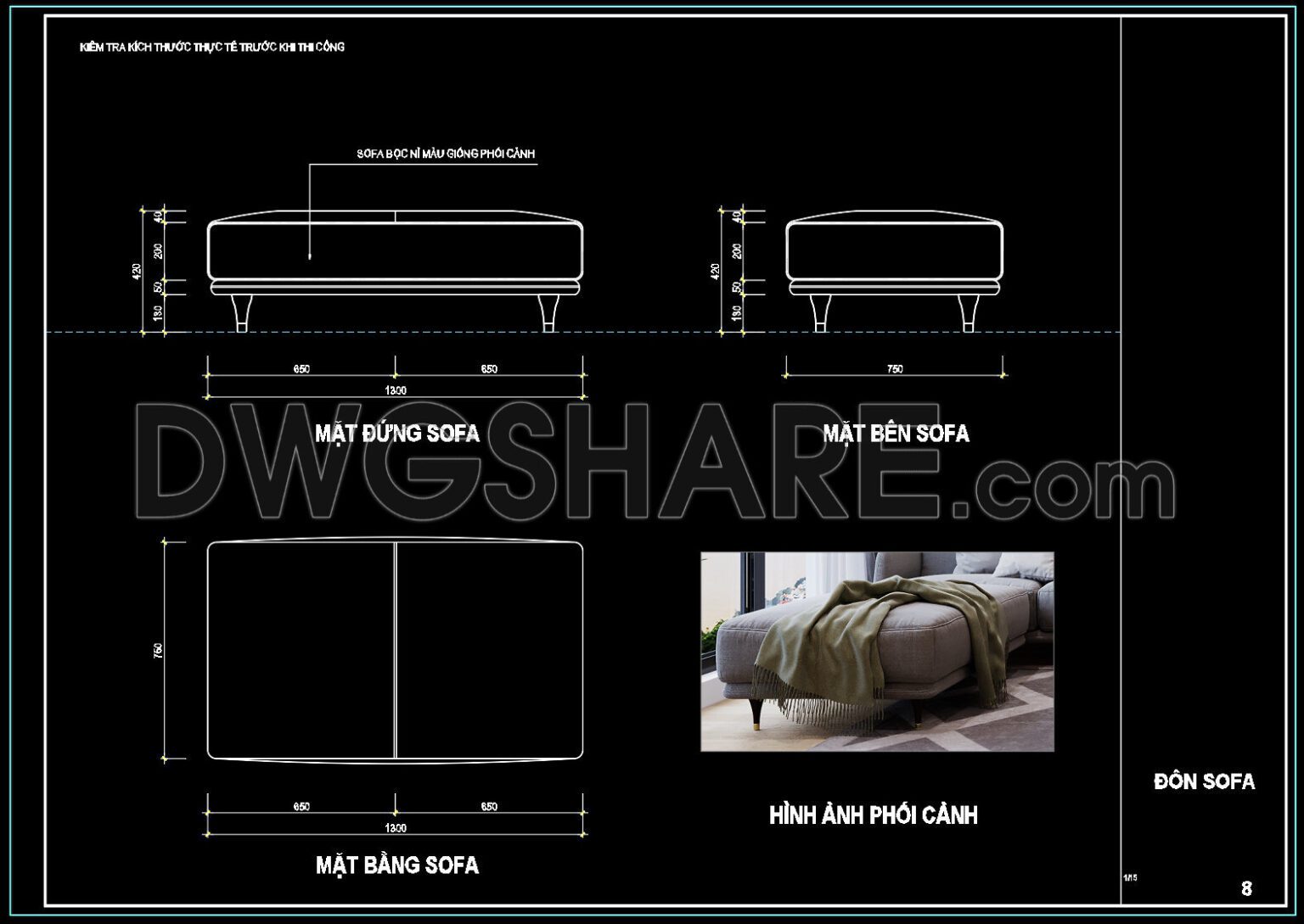 12. Free CAD Drawing Modern Sectional Sofa