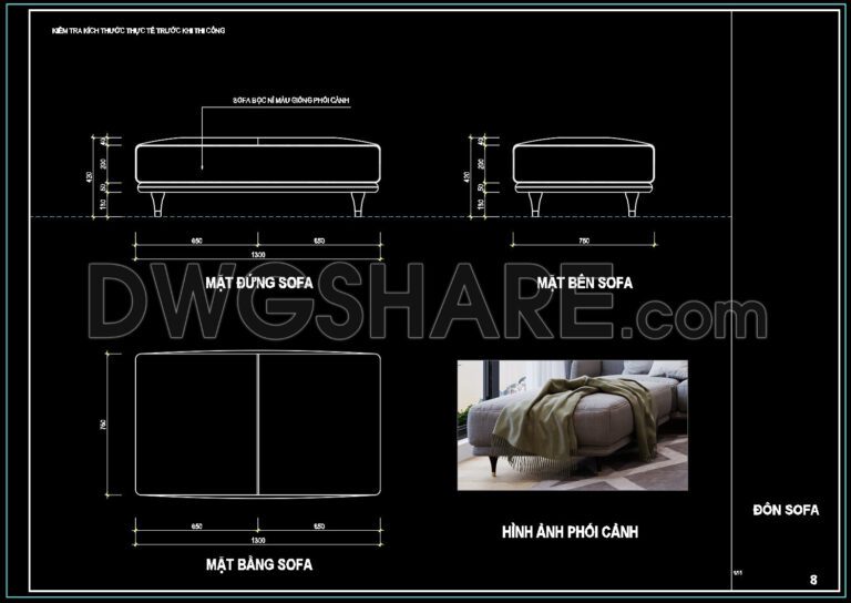 12. Free CAD Drawing Modern Sectional Sofa