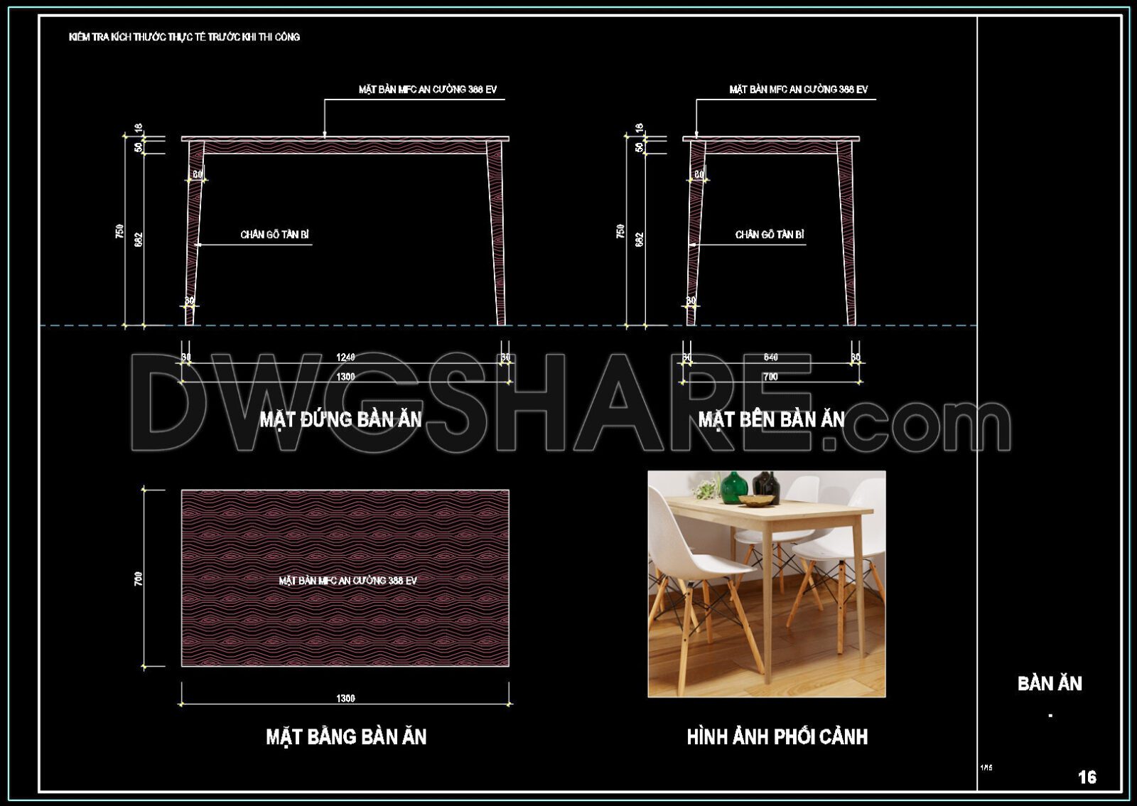 129. Free CAD Drawing Modern Dining Table Design