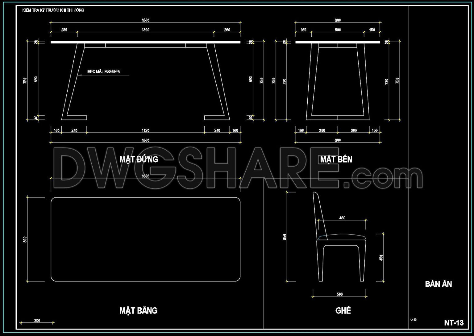 133. Free CAD Drawing Modern Dining Table Design