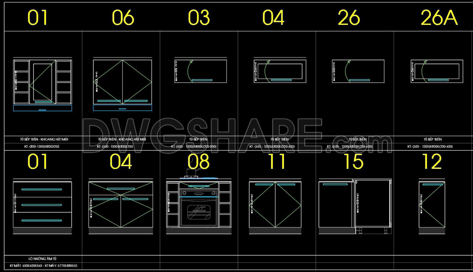 169. Download CAD Dynamic Blocks Library for Kitchen Cabinets