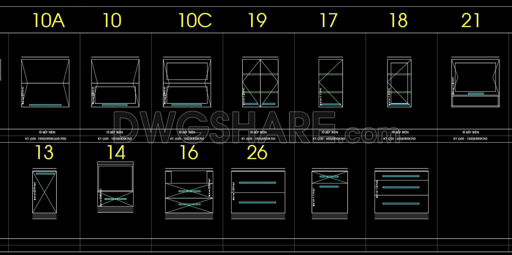 169. Download CAD Dynamic Blocks Library for Kitchen Cabinets
