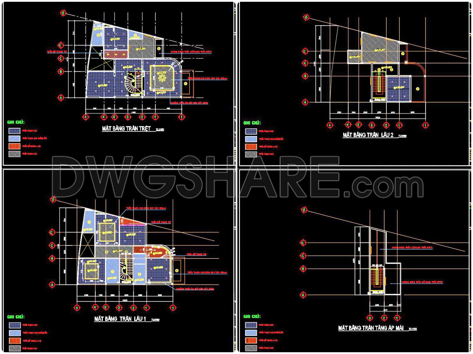 178. Free Download Detailed CAD drawings for the ceiling layout design ...