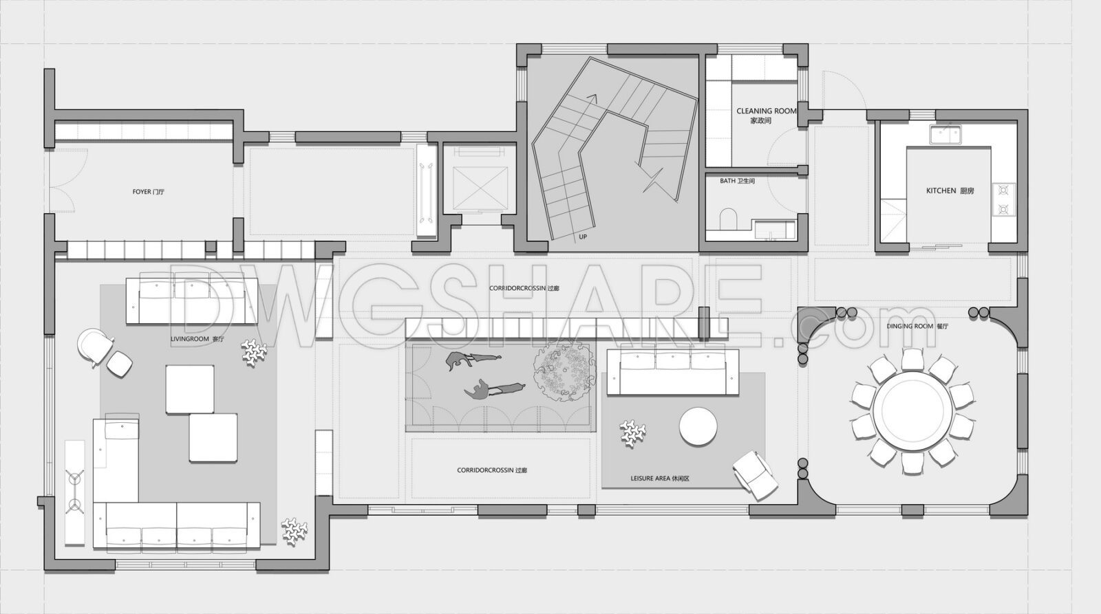 258. Functional floor plan CAD drawing of an apartment with an area of ...