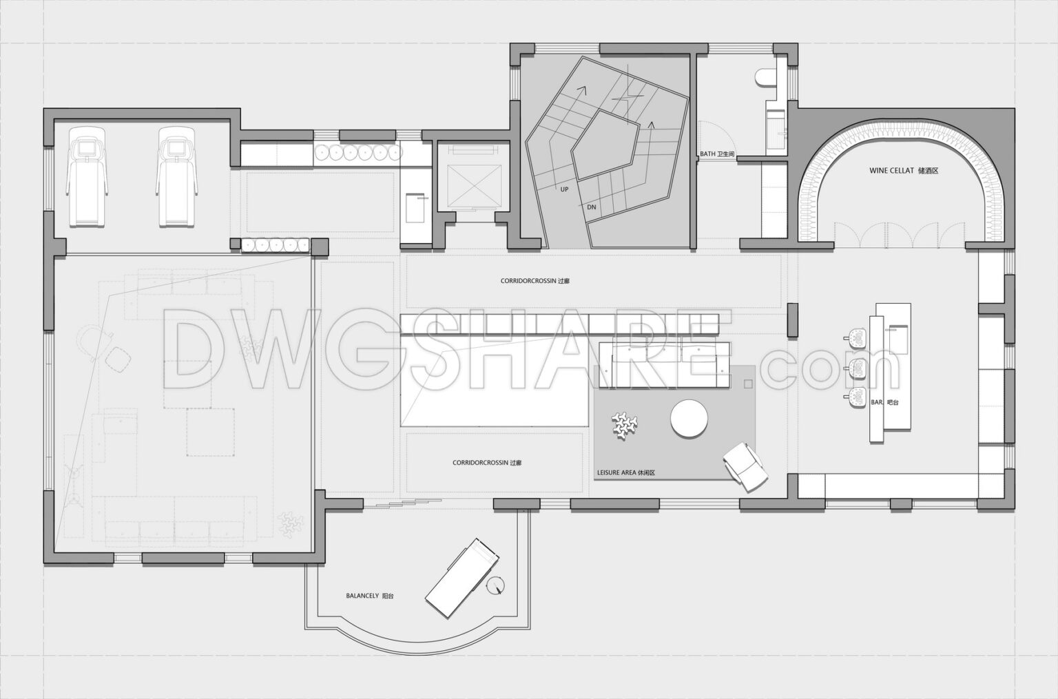 258. Functional floor plan CAD drawing of an apartment with an area of ...