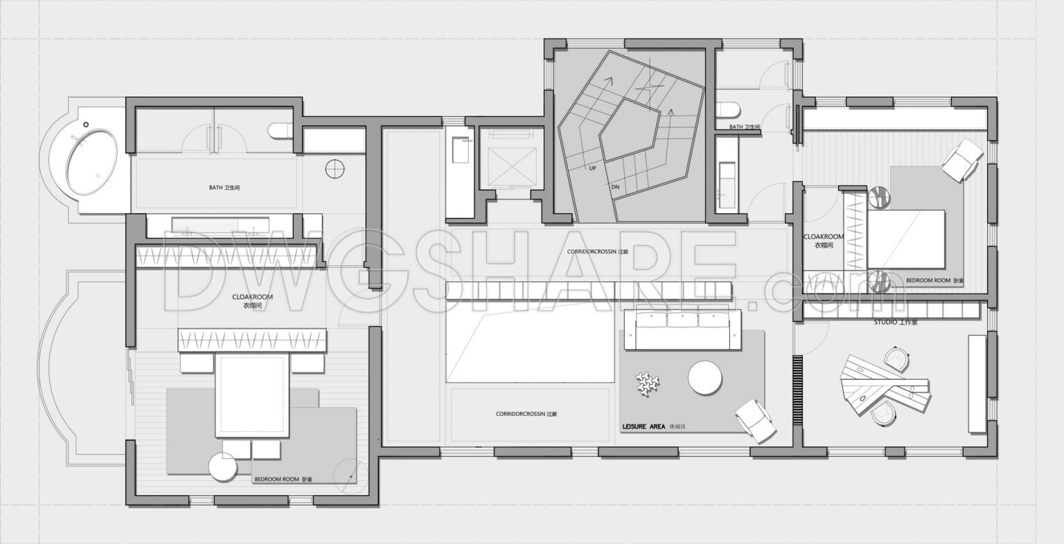 258. Functional floor plan CAD drawing of an apartment with an area of ...