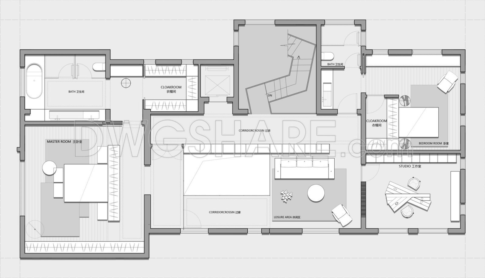 258. Functional floor plan CAD drawing of an apartment with an area of ...