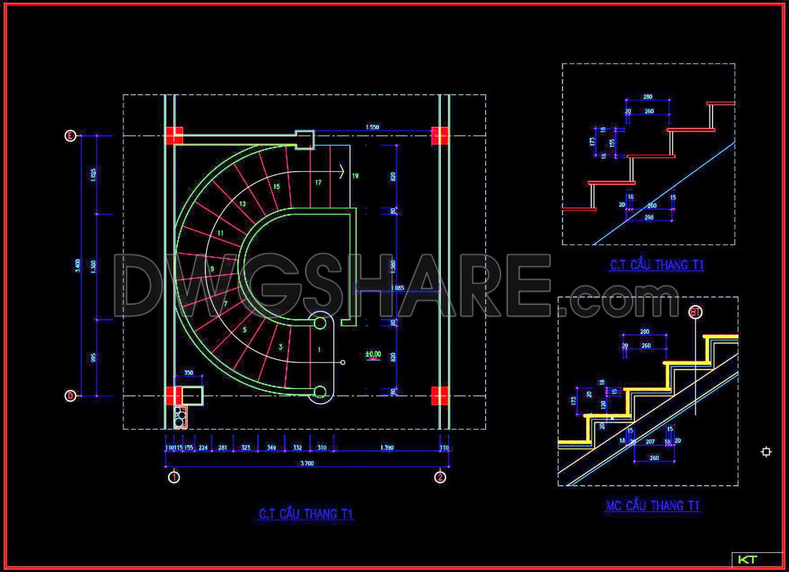 302. Free Download detailed CAD drawings of townhouse stairs