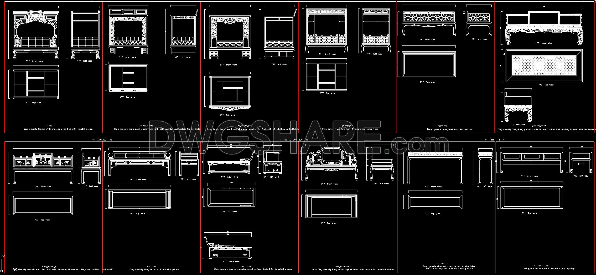 348. Free Cad Blocks – Chinese Table And Chairs Collection (2) - Free ...
