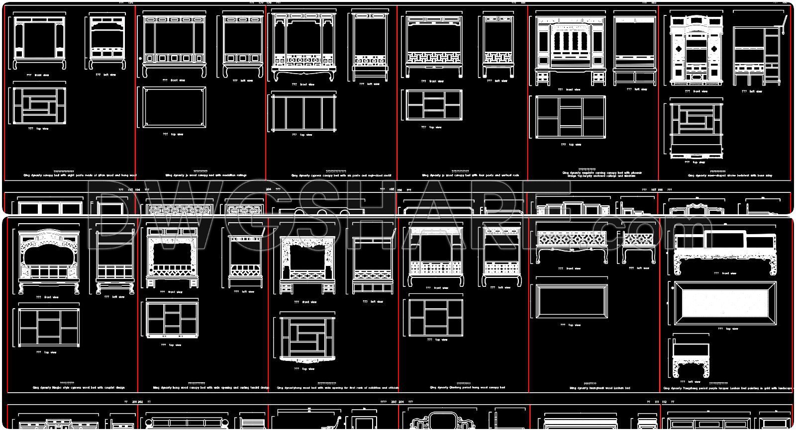 348. Free Cad Blocks – Chinese Table And Chairs Collection - Free Cad ...