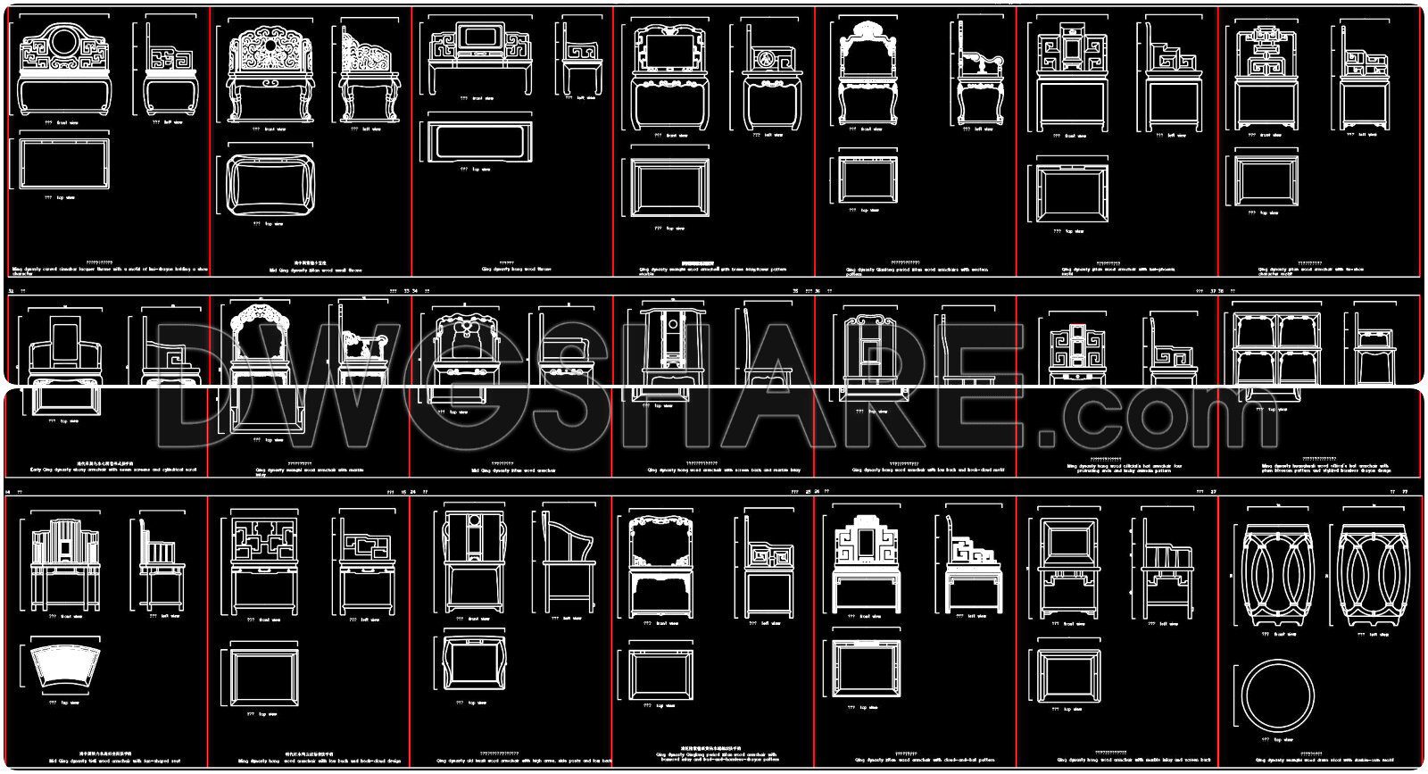 350. Free Cad Blocks – Chinese Chairs Collection - Free Cad Blocks ...