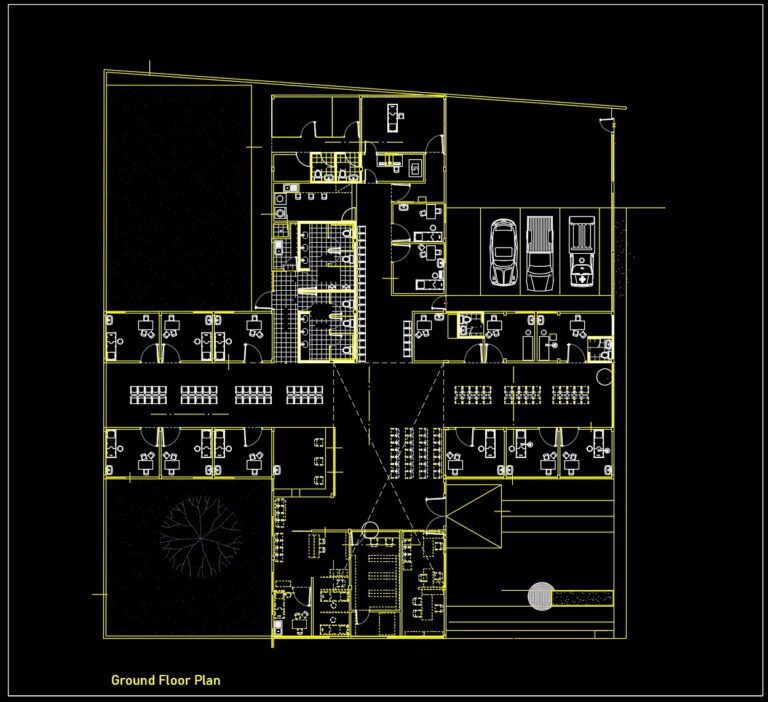 37. Local Hospital CAD Plan with Dormitory – Free Download