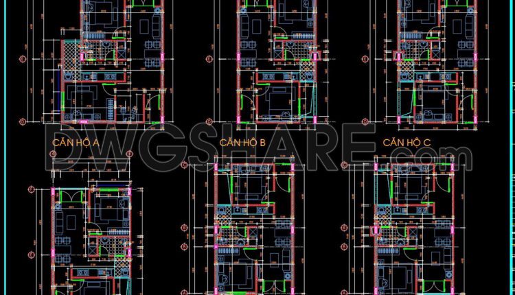371. Free Cad Drawing Of Apartment Floor Plans And Toilet Sections (2 ...
