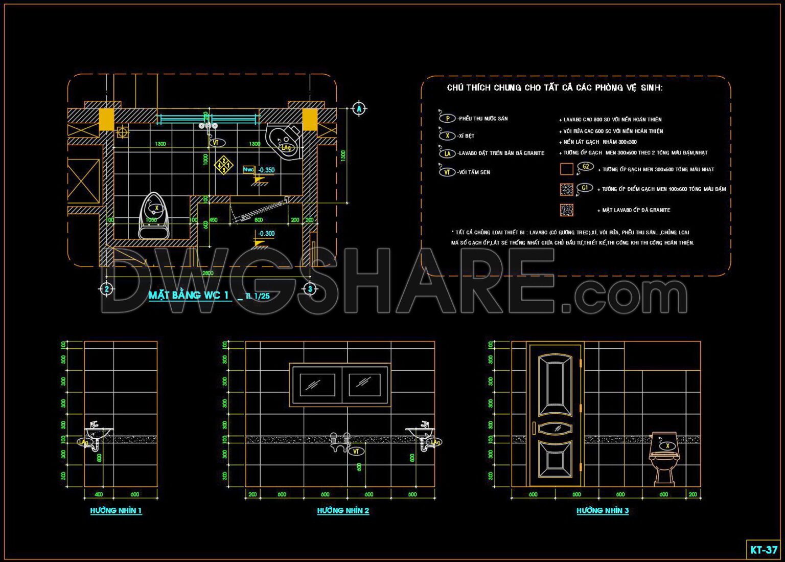 372. Free Bathroom CAD Details: WC Plans & Elevations Set