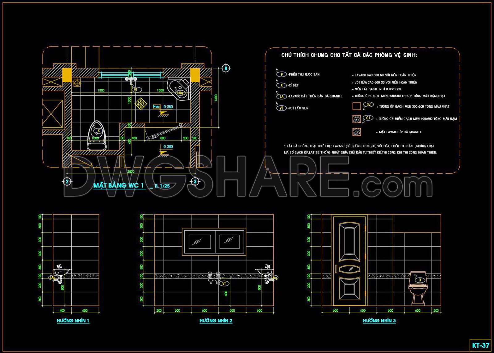 372. Free Bathroom CAD Details: WC Plans & Elevations Set