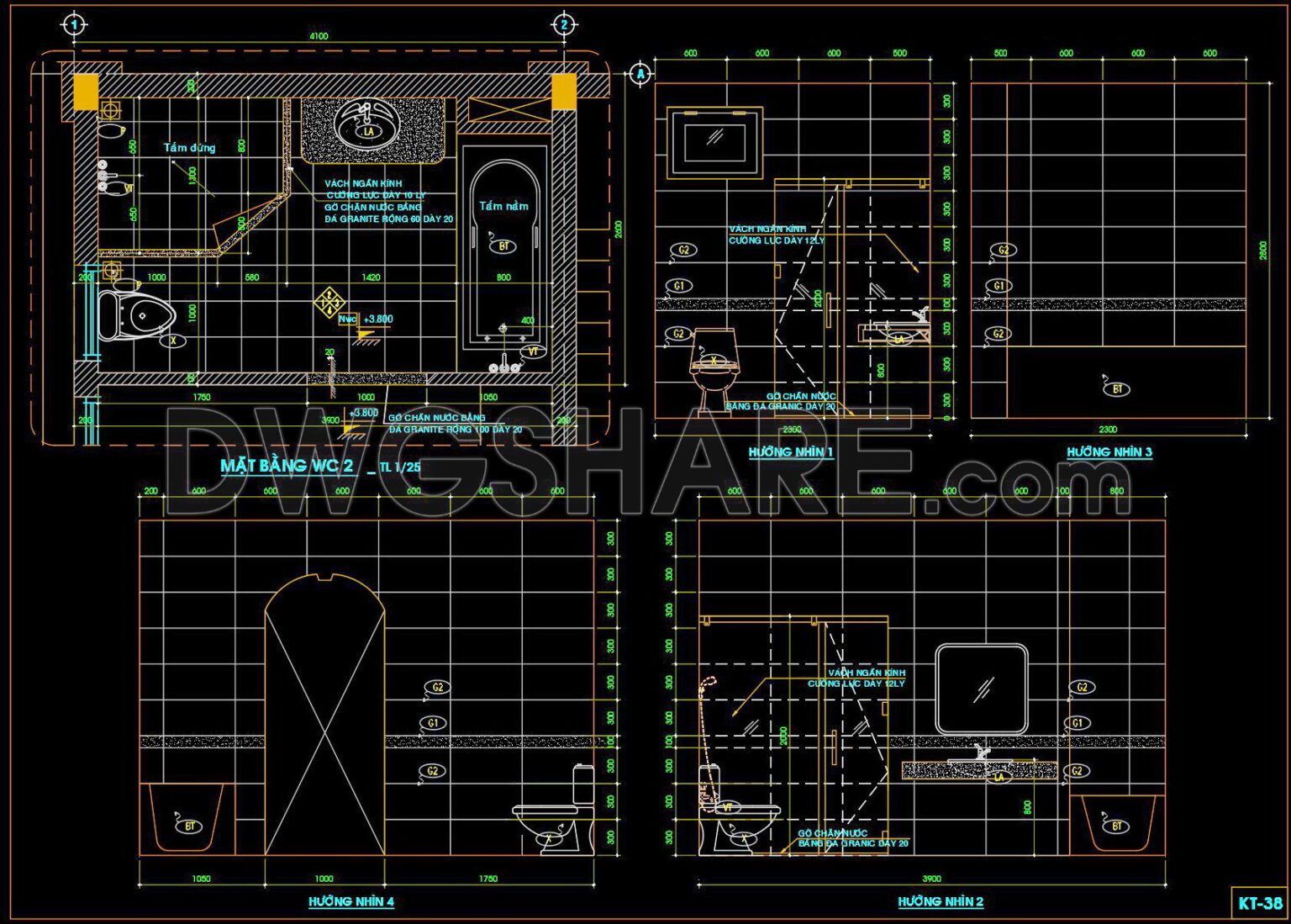 372. Free Bathroom CAD Details: WC Plans & Elevations Set