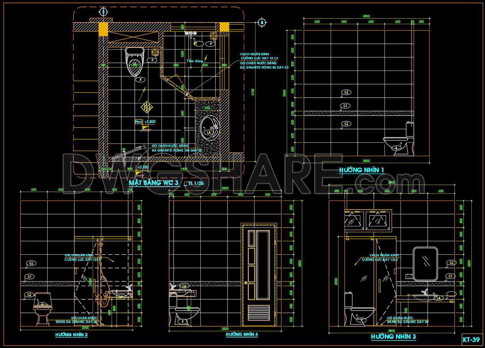 372. Free Bathroom CAD Details: WC Plans & Elevations Set