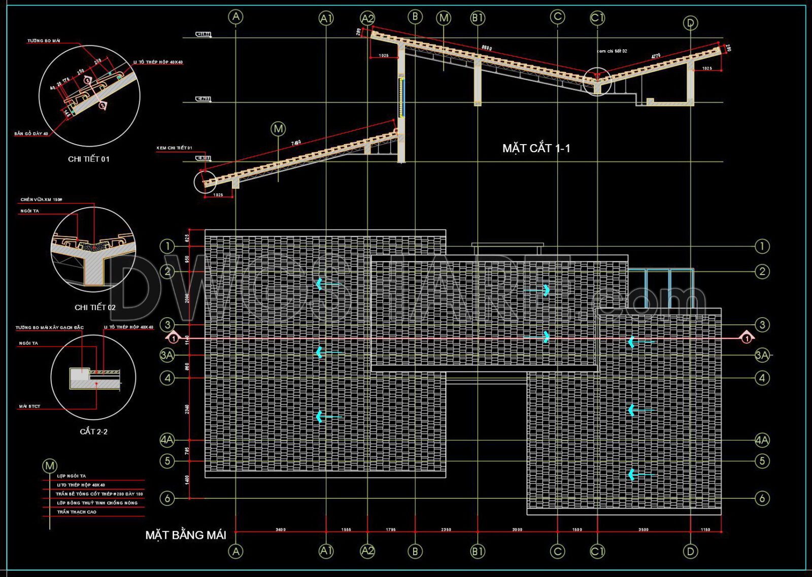 406. Free Download Detailed Roof Plan and Construction Drawing