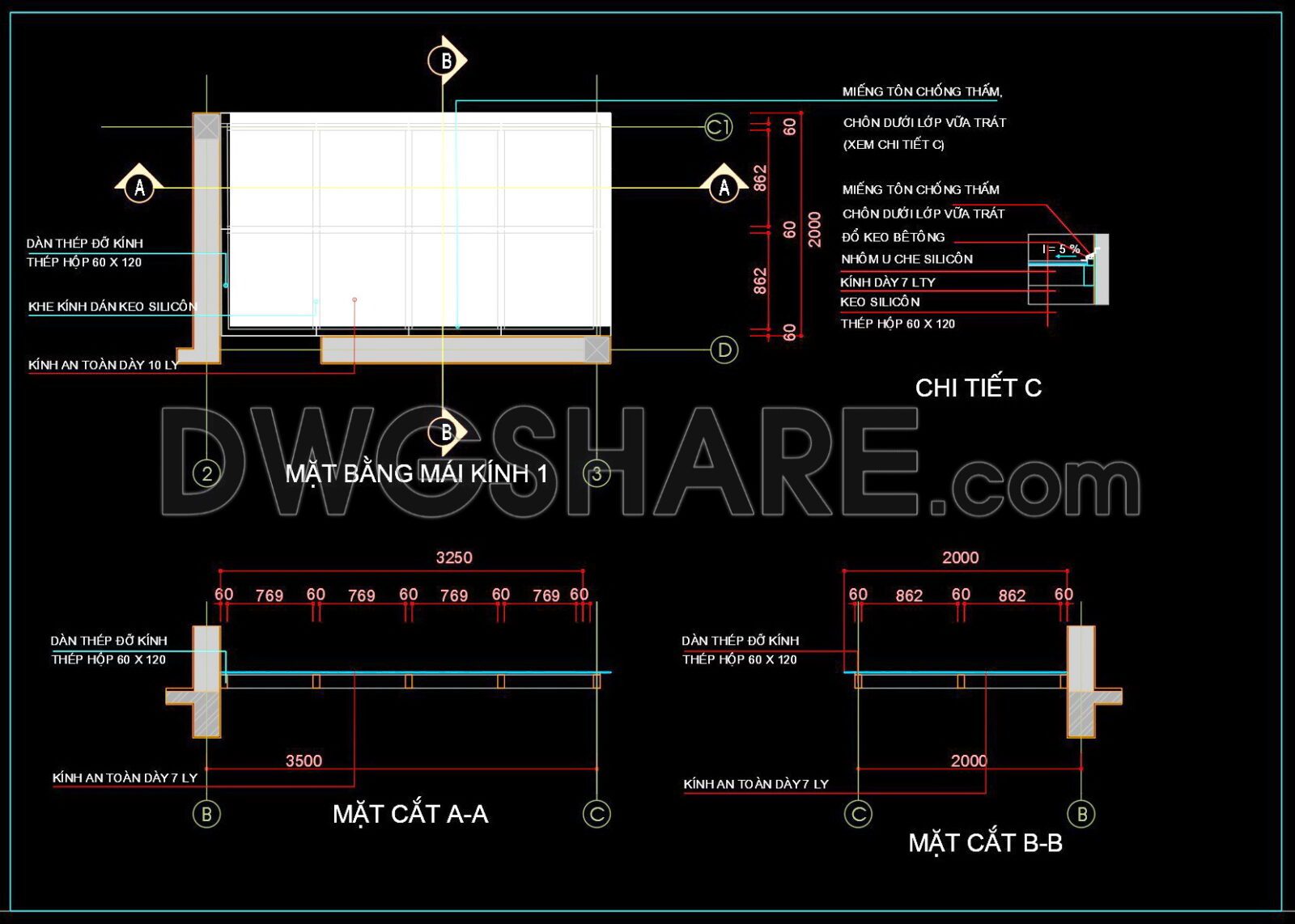 406. Free Download Detailed Roof Plan and Construction Drawing
