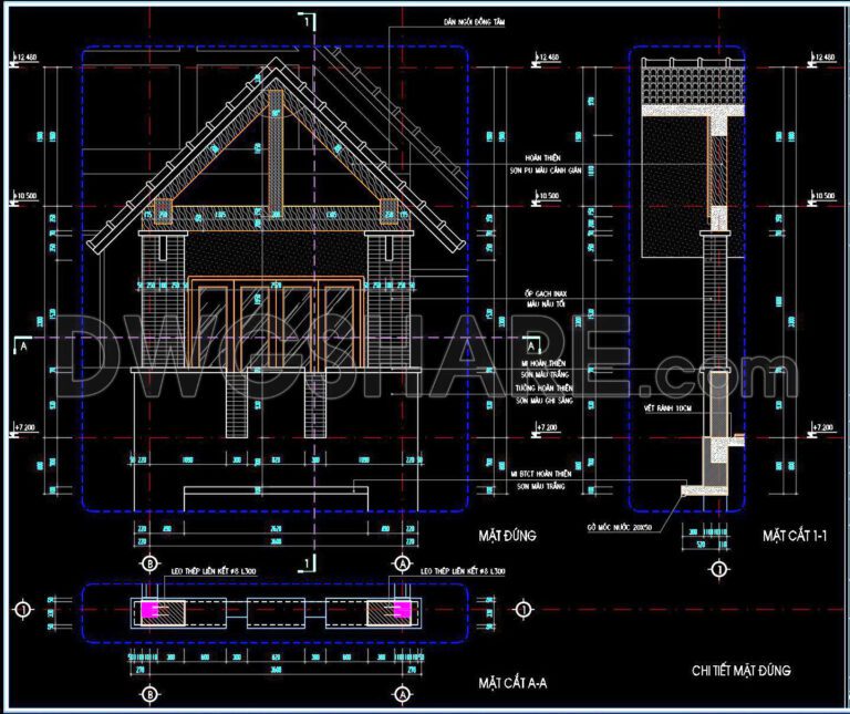 409. Free Download Detailed CAD Drawing of House Pitched Roof & Facade