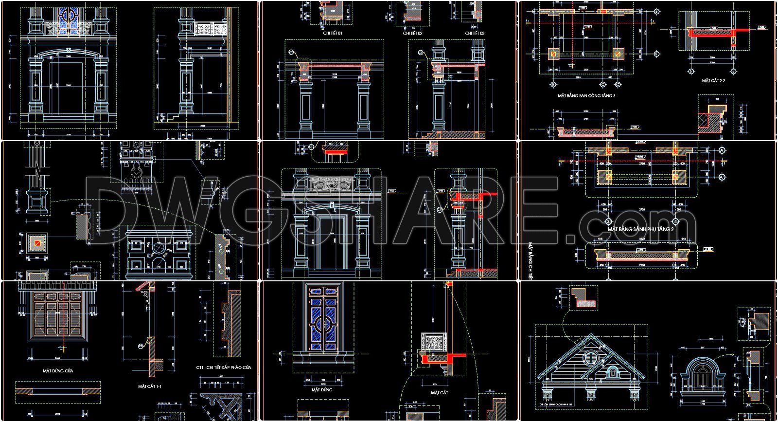 411. Free Download Classic Door and Window CAD Drawings with Arches and ...