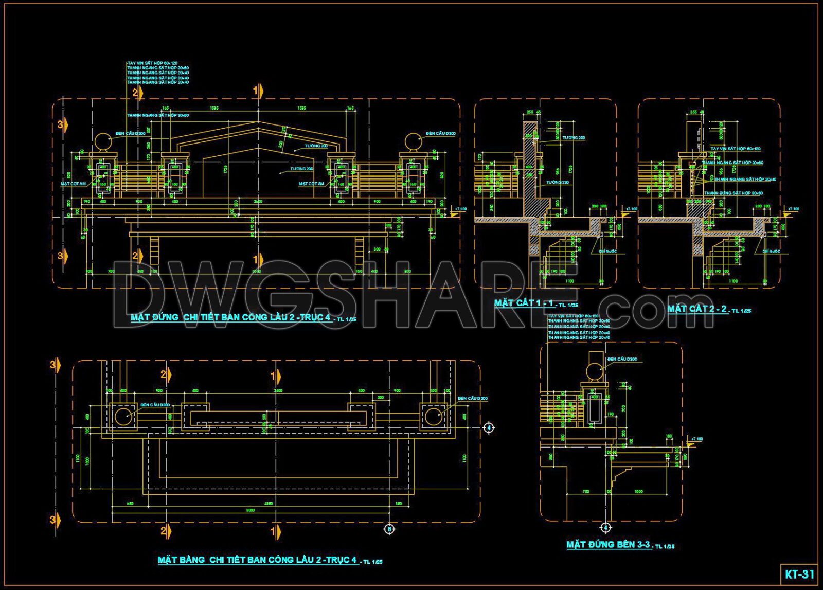 412. Free Download Exterior Balcony & Colonnade Details (DWG)