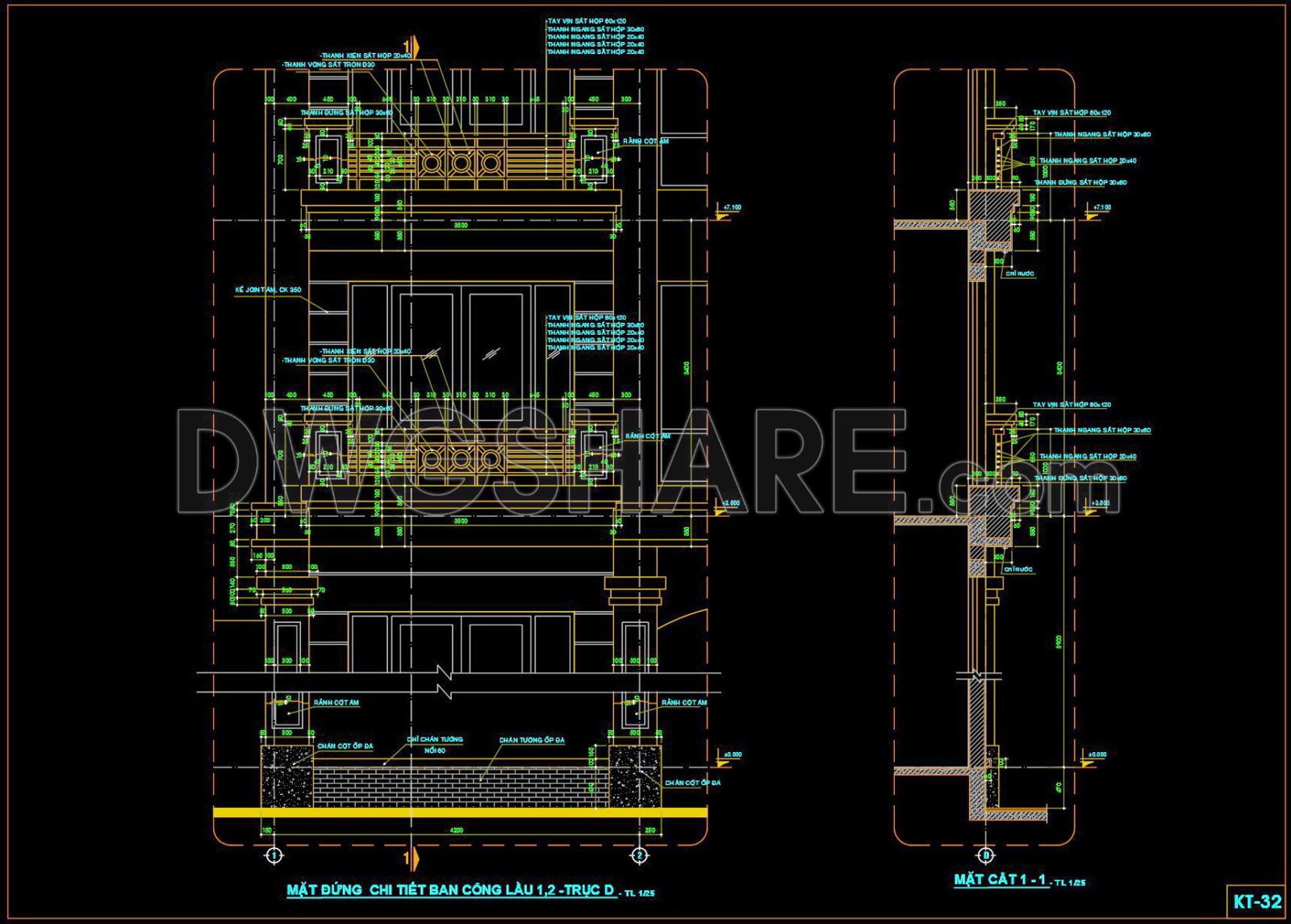 412. Free Download Exterior Balcony & Colonnade Details (DWG)