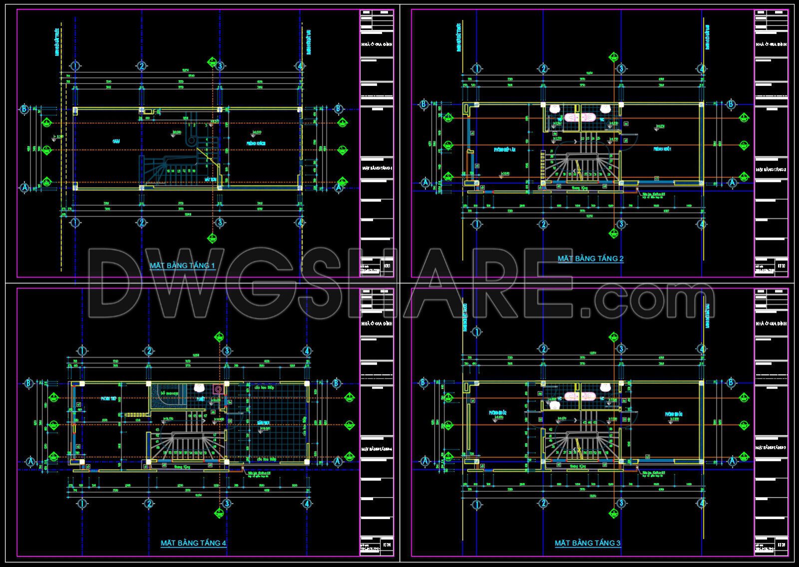 427. Free Download CAD Design Drawings for a 4-Story House with ...