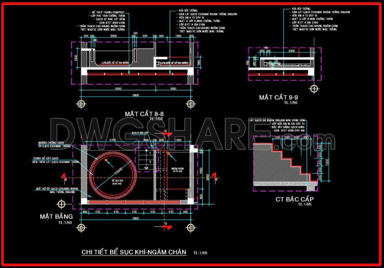 537. Download free CAD drawing of a jacuzzi tub with step details
