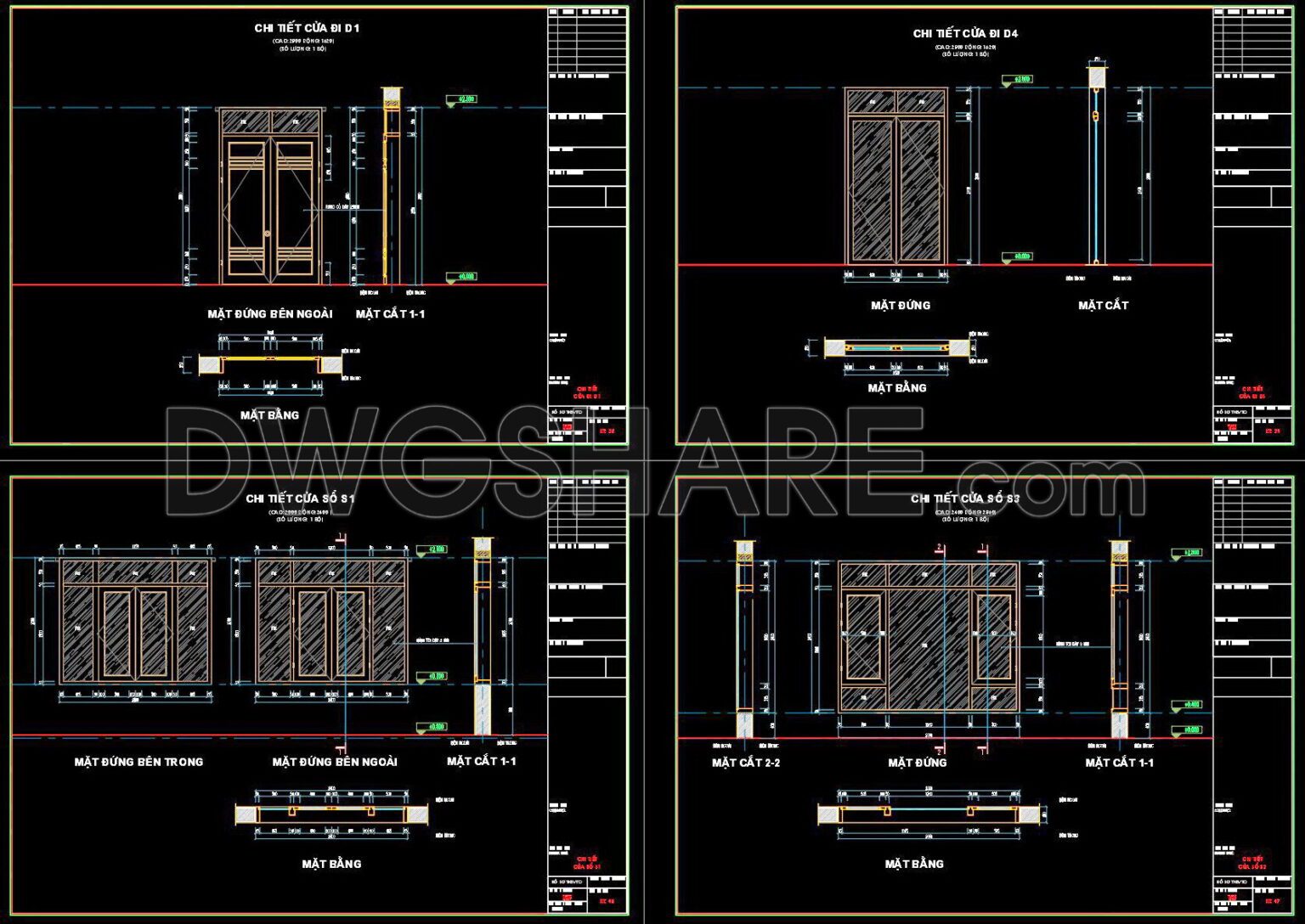 667. Free Detailed CAD Drawings Of Doors, Windows For Download