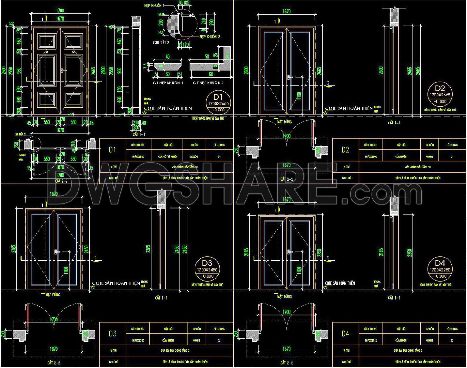 670. Free Detailed CAD Drawings Of Doors, Windows For Download