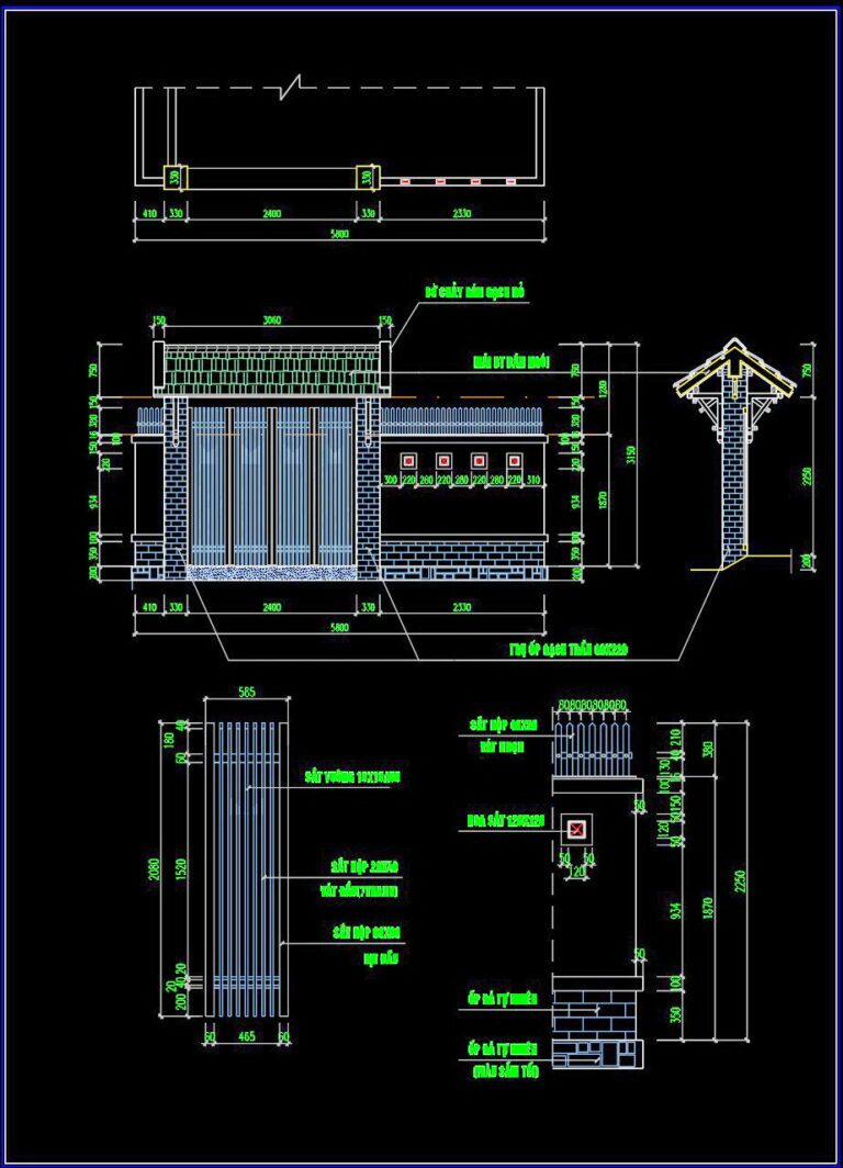 189. Free Download Traditional Gate Post & Steel Fence CAD Details