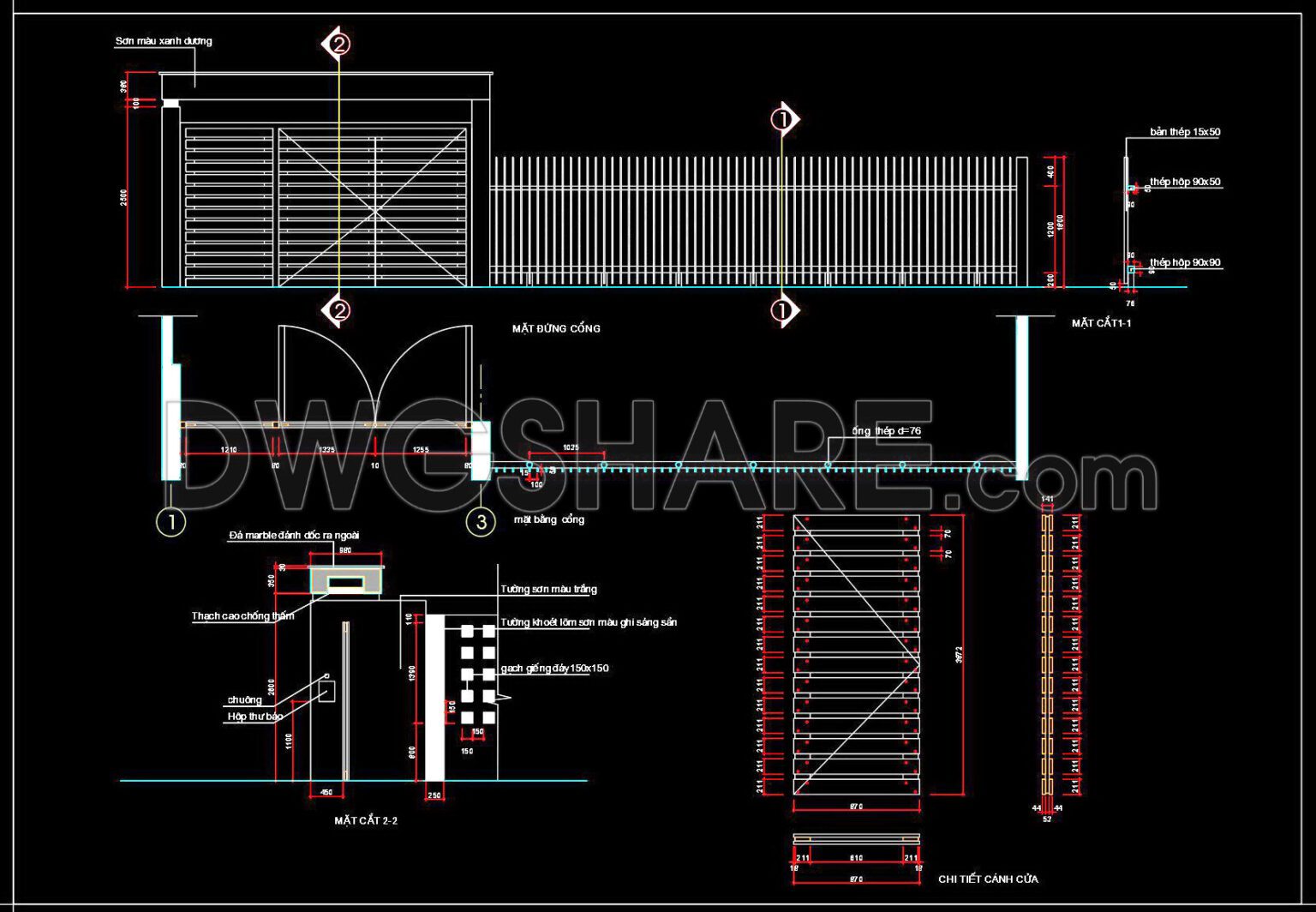 190. Free CAD Download Modern Sliding Gate & Fence Design Details