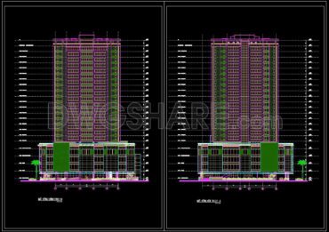 24. Free Download of CAD Floor Plans for a 22-Story Apartment Building