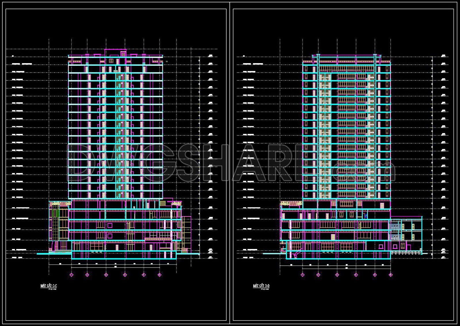 24. Free Download of CAD Floor Plans for a 22-Story Apartment Building