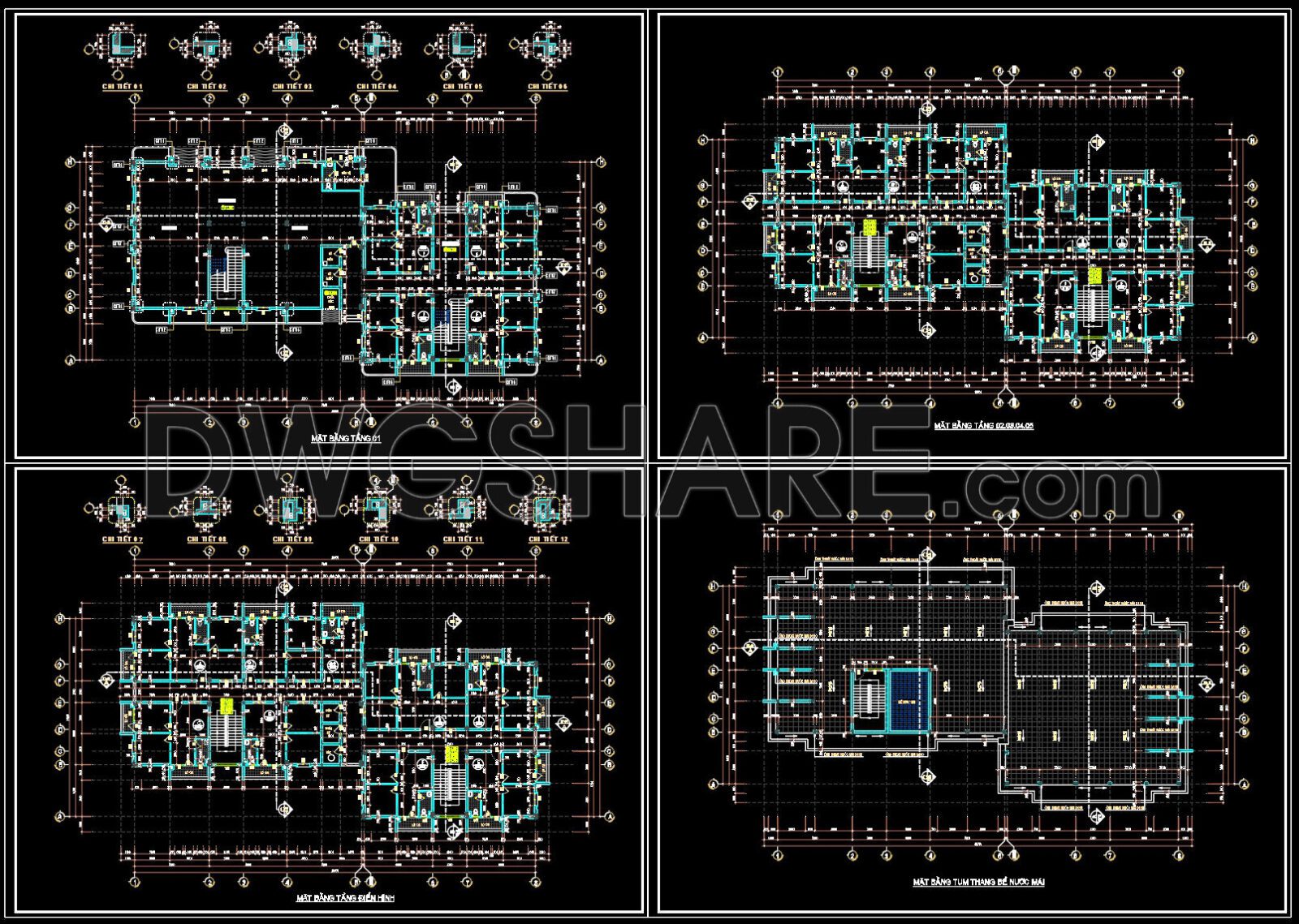 24. Free Download of CAD Floor Plans for a 22-Story Apartment Building