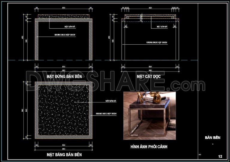 357. Free CAD Drawing Modern Tea Table Design