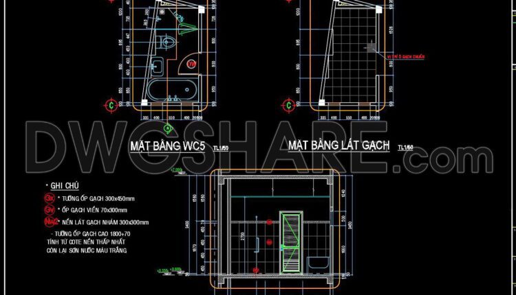 374. Free Dwg Download 5 Professional Bathroom Construction Detail ...