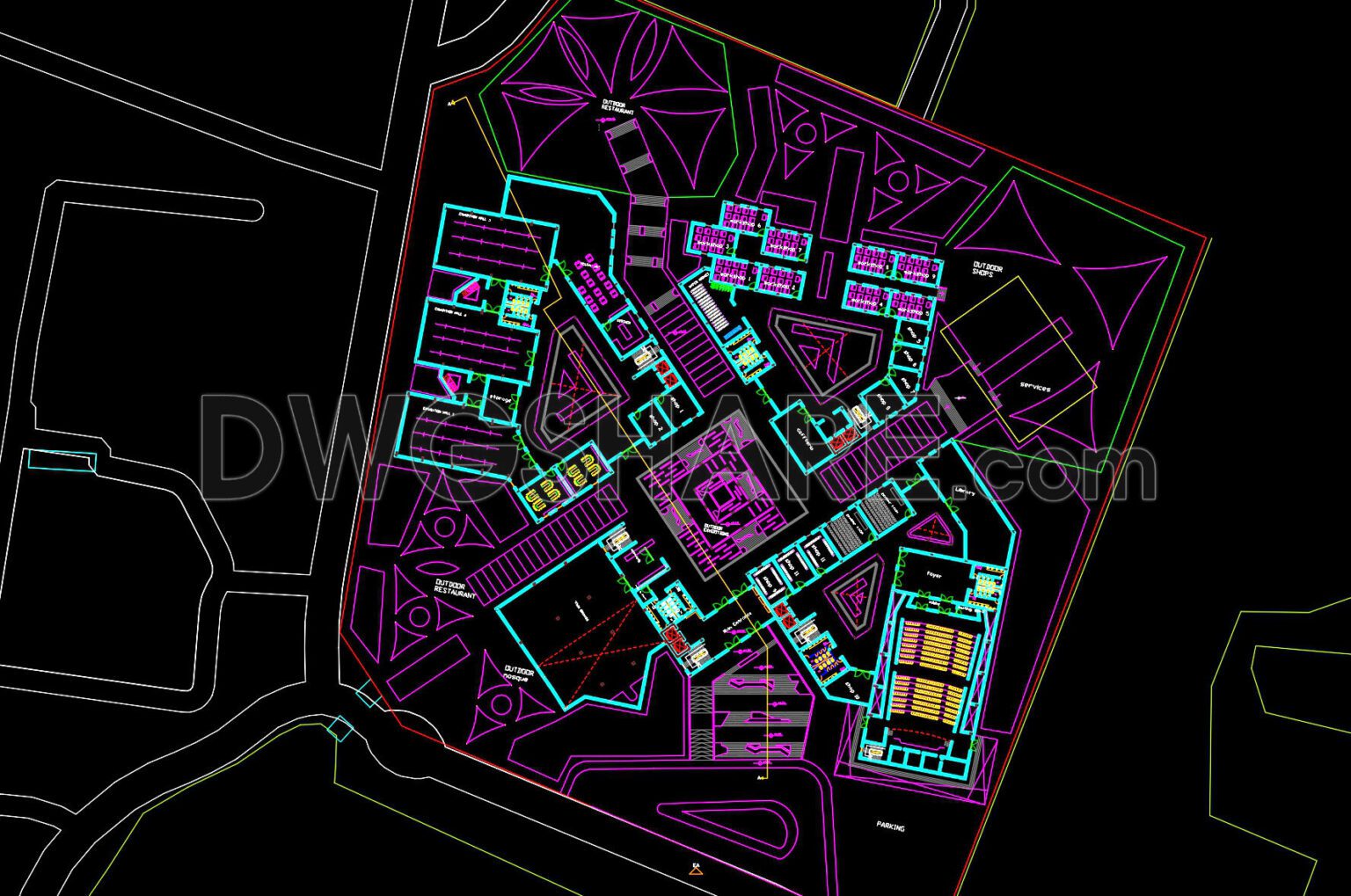 39. Modern Complex Architectural CAD Drawing (Plans & Sections) - Free ...