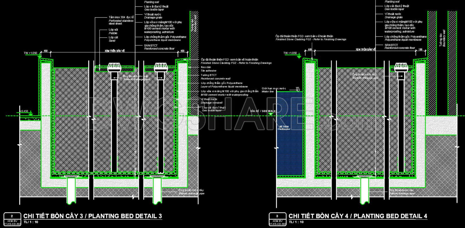 430. Free Download Detailed CAD Drawing of a Concrete Planter Box