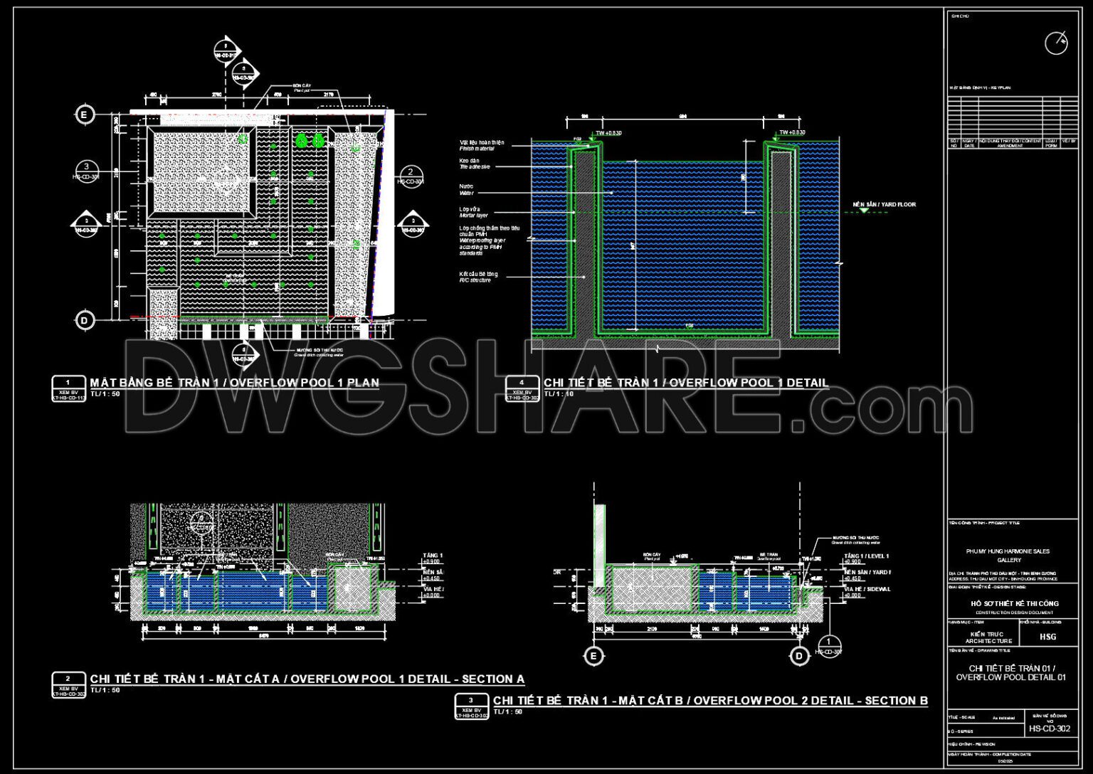 431. Free Download Complete Overflow Pool Design Drawing Set (Plans ...