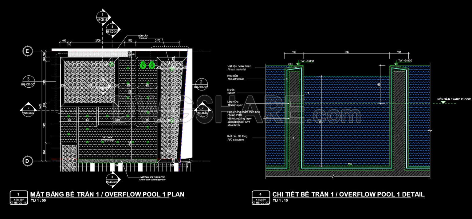431. Free Download Complete Overflow Pool Design Drawing Set (Plans ...